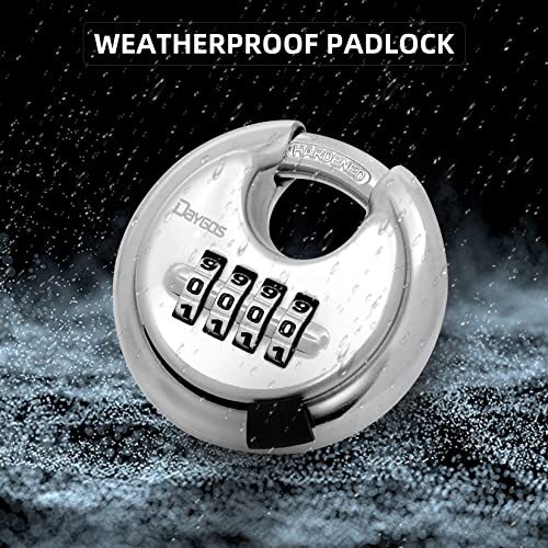DAYGOS 4 Digit Combination Disc Padlock with Hardened Steel Keyless ...