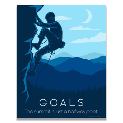 Goals Rock Climbing Peak Summit Route Motivational Quotes Poster 11X14 ...