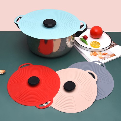 Silicone Pan Pot Lid Cover Boil Over Spill Stopper Food Fresh Keeping ...