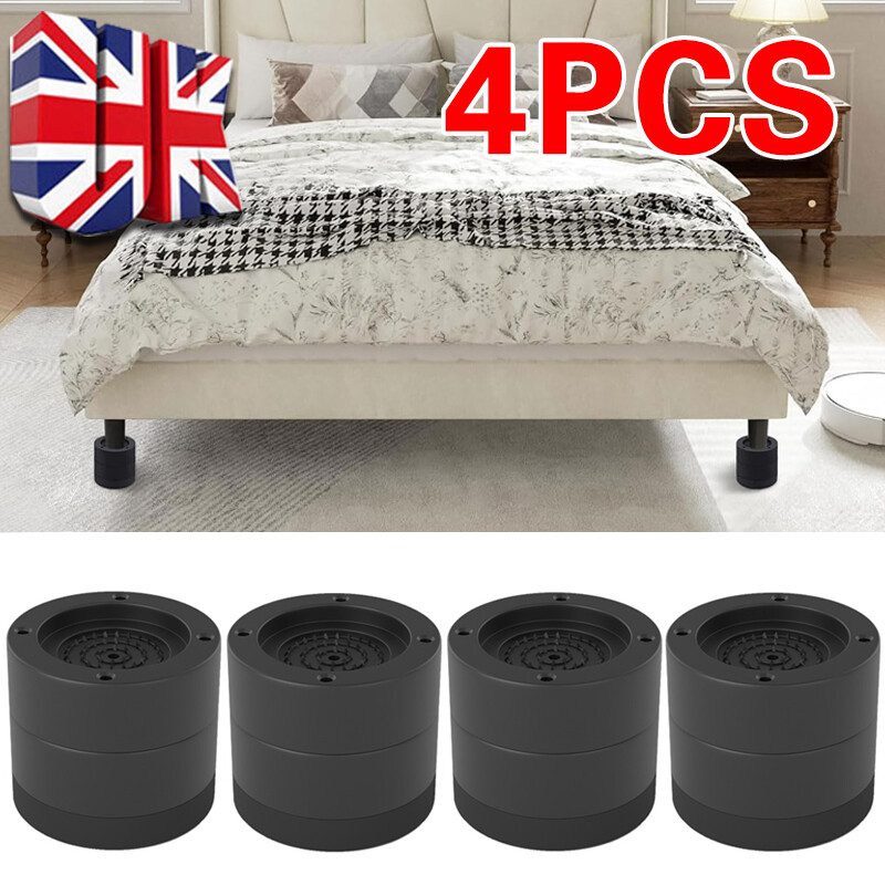 4X Heavy Duty Bed Chair Risers Feet Round Leg Lift-Furniture Extra ...