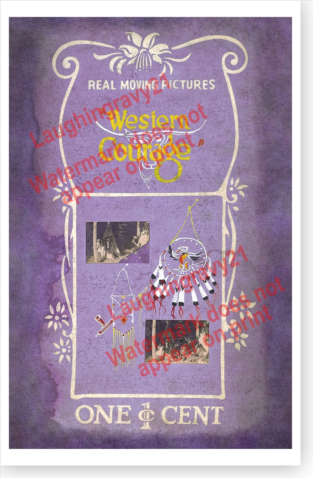 Western Courage Native American Indian Mutoscope Movie Marquee Poster ...