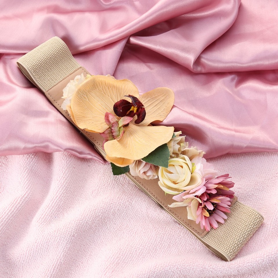 Artificial Flowers Belts Fashion Elastic Waist Band Wide Waist Belt for ...