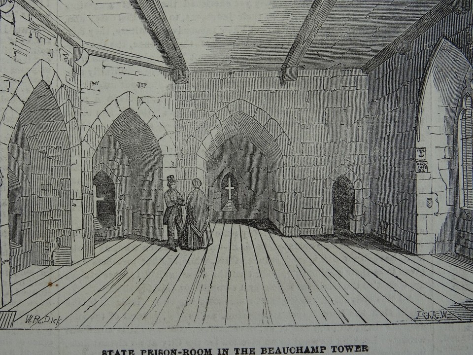 Tower of London RESTORATION OF THE BEAUCHAMP TOWER Victorian Print 1854 ...