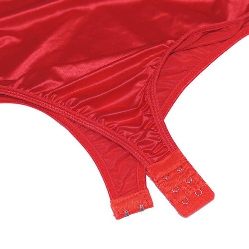 Women's Sheer Shiny Bodysuit Satin High Glossy Cut Leotard Bathing Suit ...