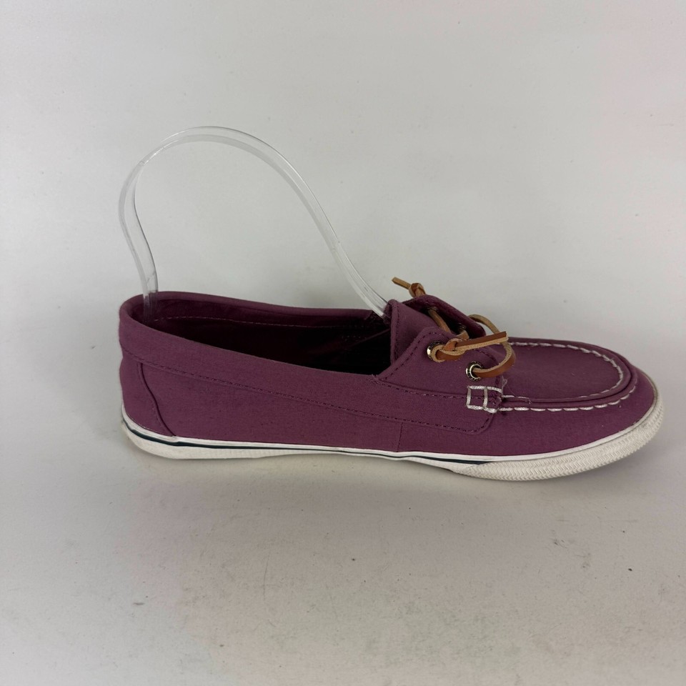 Sperry Topsider Boat Shoes Women's 7.5 Purple Canvas Round Toe Low Top ...