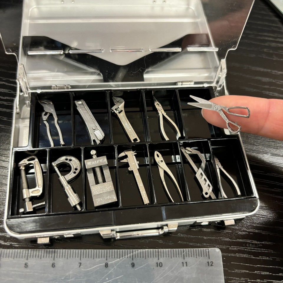 12 Types Micro Tool Set Miniature Collectibles Attaché Case Dad Gift ...