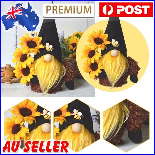 Sunflowers Gnome Plush Faceless Elf Dwarf Tomte Doll Ornaments (Black ...