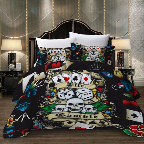 Mahjong Skull Quilt Duvet Doona Covers Set Single Double Queen King ...