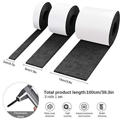 3 Rolls Heavy Duty Felt Strip Roll with Adhesive Backing Self Adhesive ...