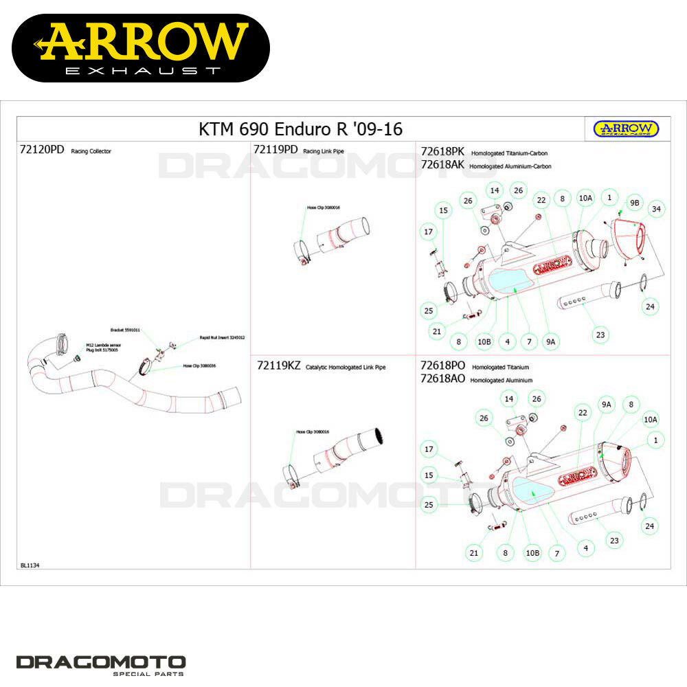 Exhaust KTM 690 ENDURO / R 2015 2016 ARROW ALU CC Kat RACE-TECH | eBay
