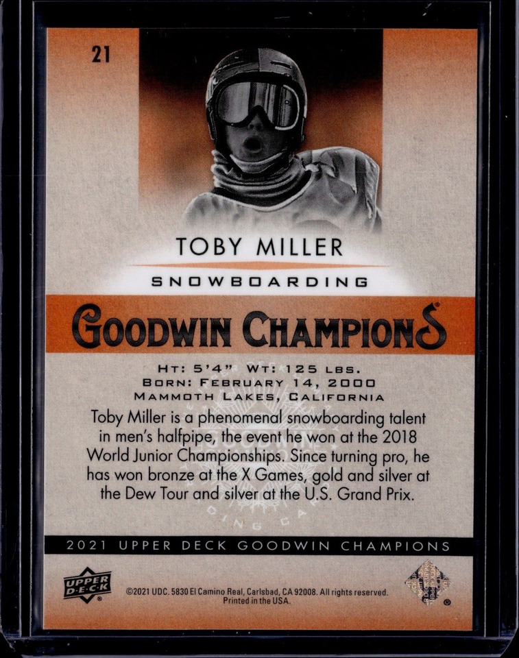 2021 Upper Deck Goodwin Champions Toby Miller Orange Prizm 214/399 | eBay