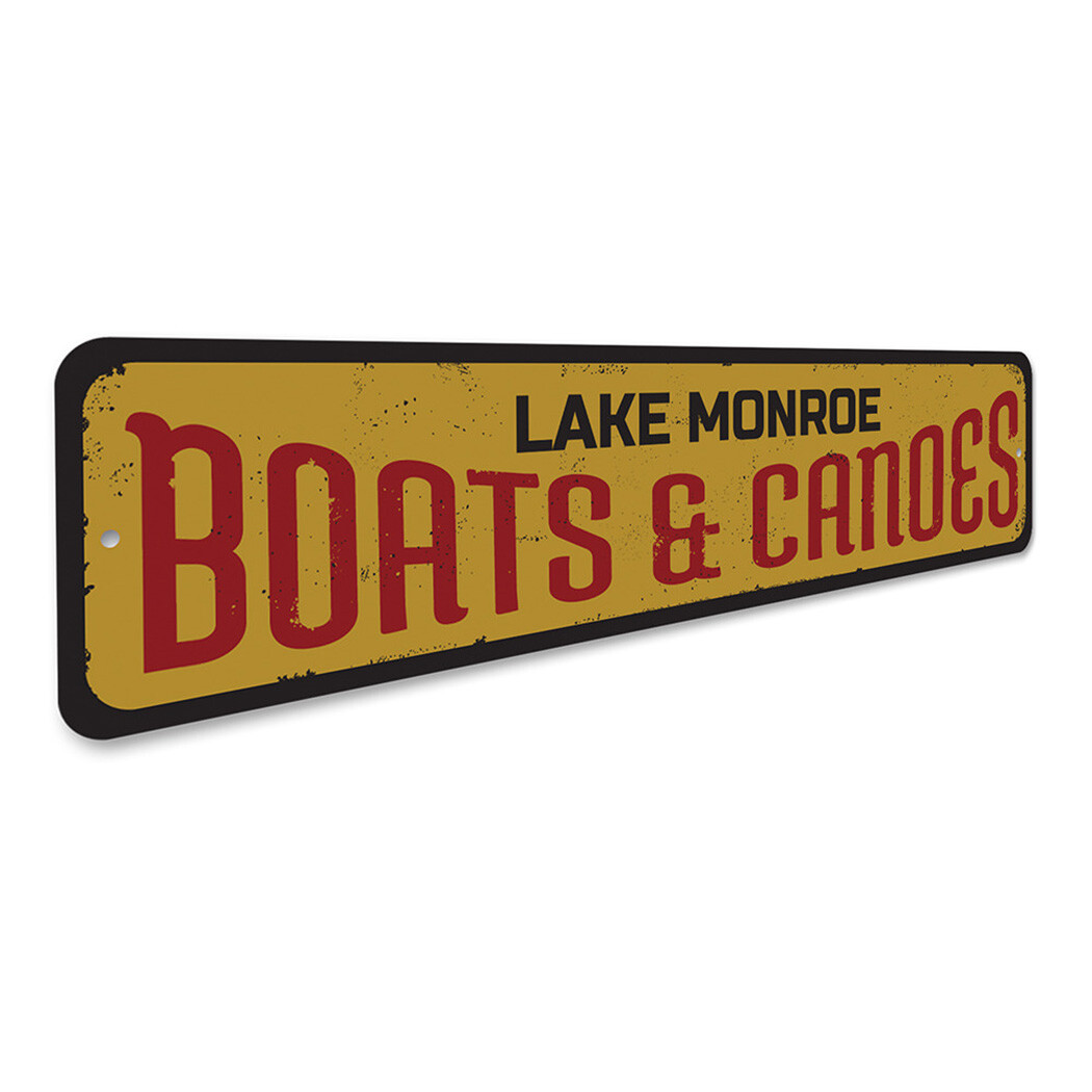 Boats & Canoes Sign, Personalized Lake Name Sign, Metal Lake Metal ...