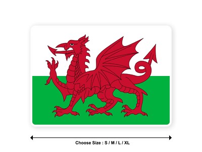 Sticker drapeau ROYAUME UNI PAYS DE GALLES dragon rouge y draig goch ...