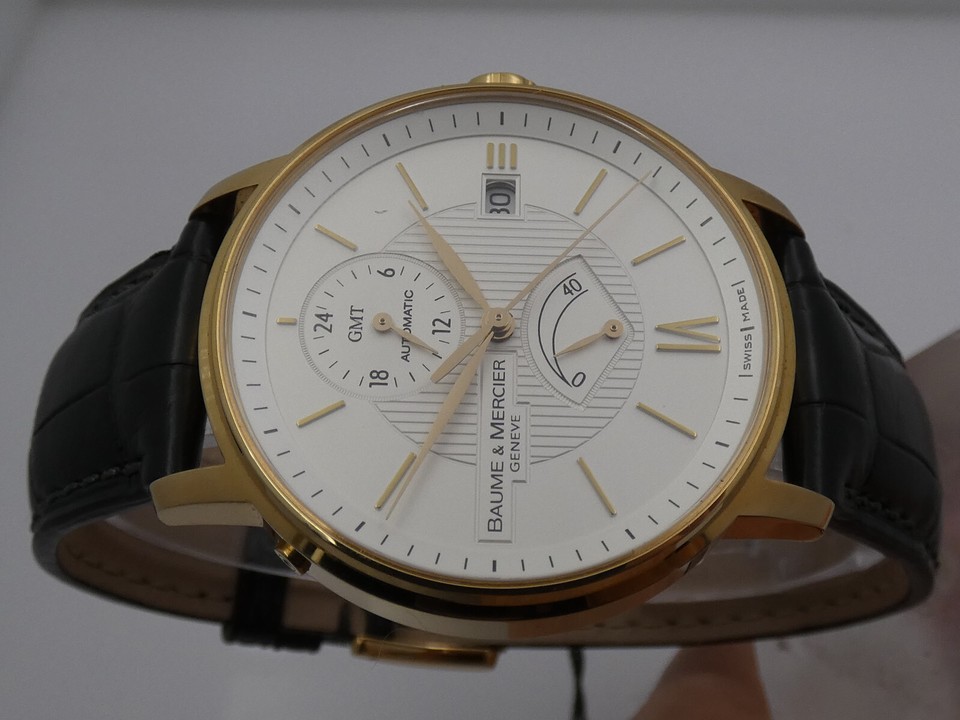 BAUME & MERCIER CLASSIMA GMT POWER RESERVE 18KT GOLD BOX&PAPERS '2024 ...