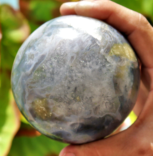 90MM Green Moss Agate Sphere Natural Healing Crystal Chakra Energy ...