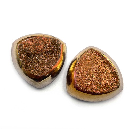 Natural Drusy Quartz Trillion Cabochon Orange Color Stone 1 Pcs 25 MM ...