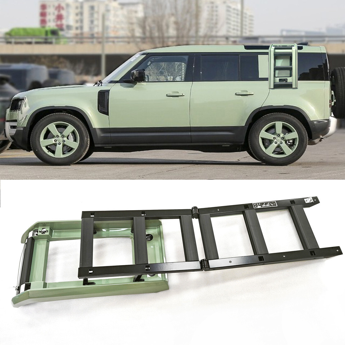 Deployable Side Mounted Ladder Grasmere Green Window Step For Defender ...