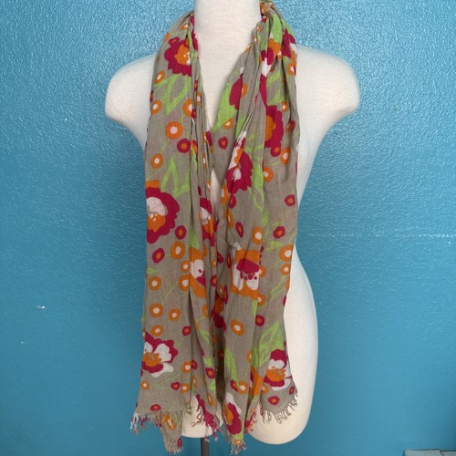 Womens Long Lightweight Rectangle Scarf Shawl Wrap floral Gray Red ...