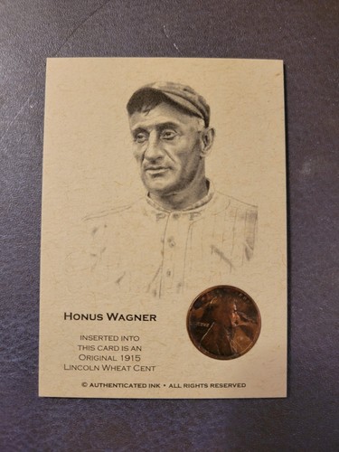 Honus Wagner Authenticated Ink 1915 Lincoln Wheat Penny Card | eBay