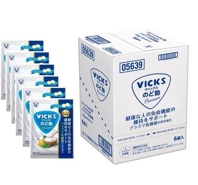 Vicks Throat Drops Premium with Plasma Lactic Acid Bacteria 6 Packs ...