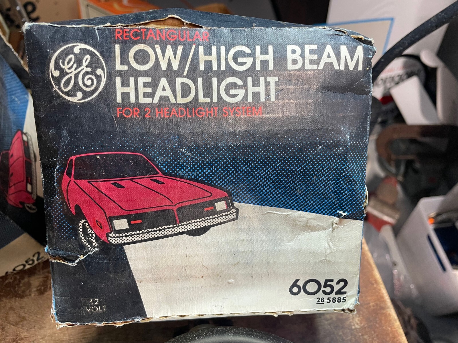 2 GE 6052 12V Rectangular Sealed Beam Headlight Bulb High/Low Beam ...