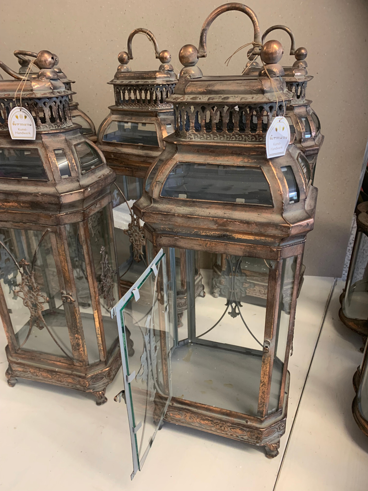 Metall Laterne groß Turin nostalgisch antik 65cm Glas