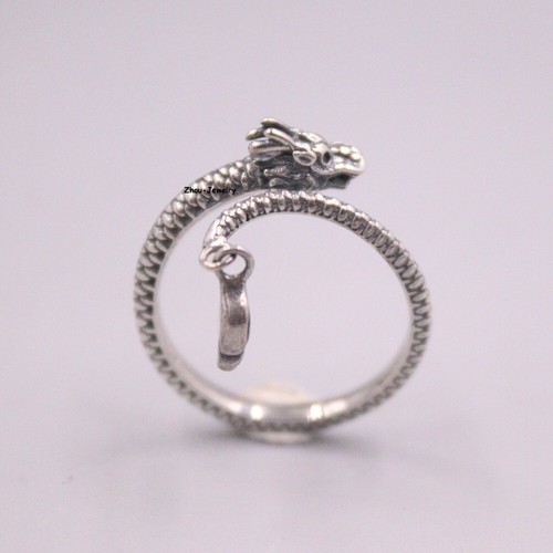Pure S990 Silver 999 Band Men Women 11mm Lucky Dragon Tail Open Ring Us :6-10 | eBay