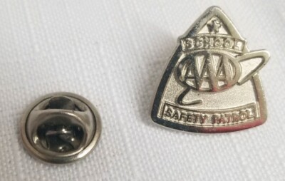 AAA School Safety Patrol Member Advertising silver toned Metal Lapel ...
