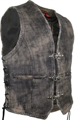 Used Look Lederweste Kutte Bikerweste Rockerweste Motorrad Weste ...