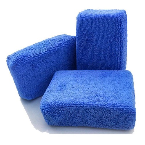 3x Blue Microfiber Applicator Sponge Pads for Polishing Cleaning Wax ...
