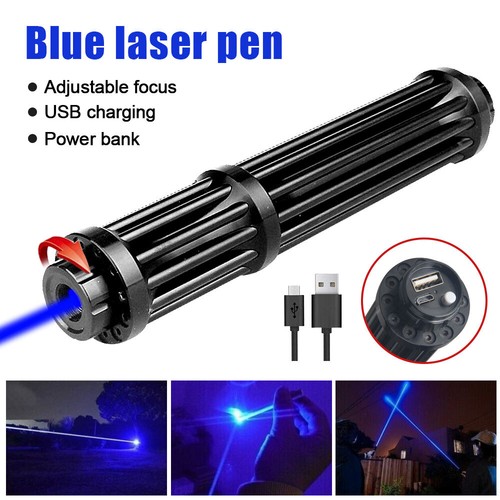 6W 450nm Blue Laser Pointer Pen Visible Light Beam Lazer USB Charging w ...