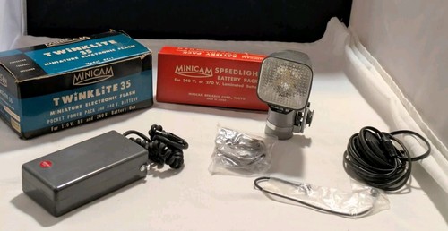 Minicam Twinklite 35 Miniature Electronic Flash Kit Japan 110 Ac/240 DC ...