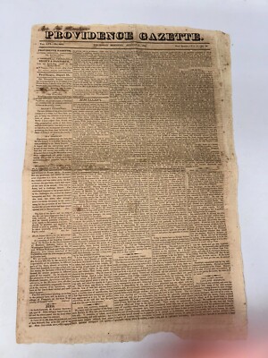 Providence Gazette August 17, 1820 Vol LVI No. 2987 (Vol 1 No.66 ...