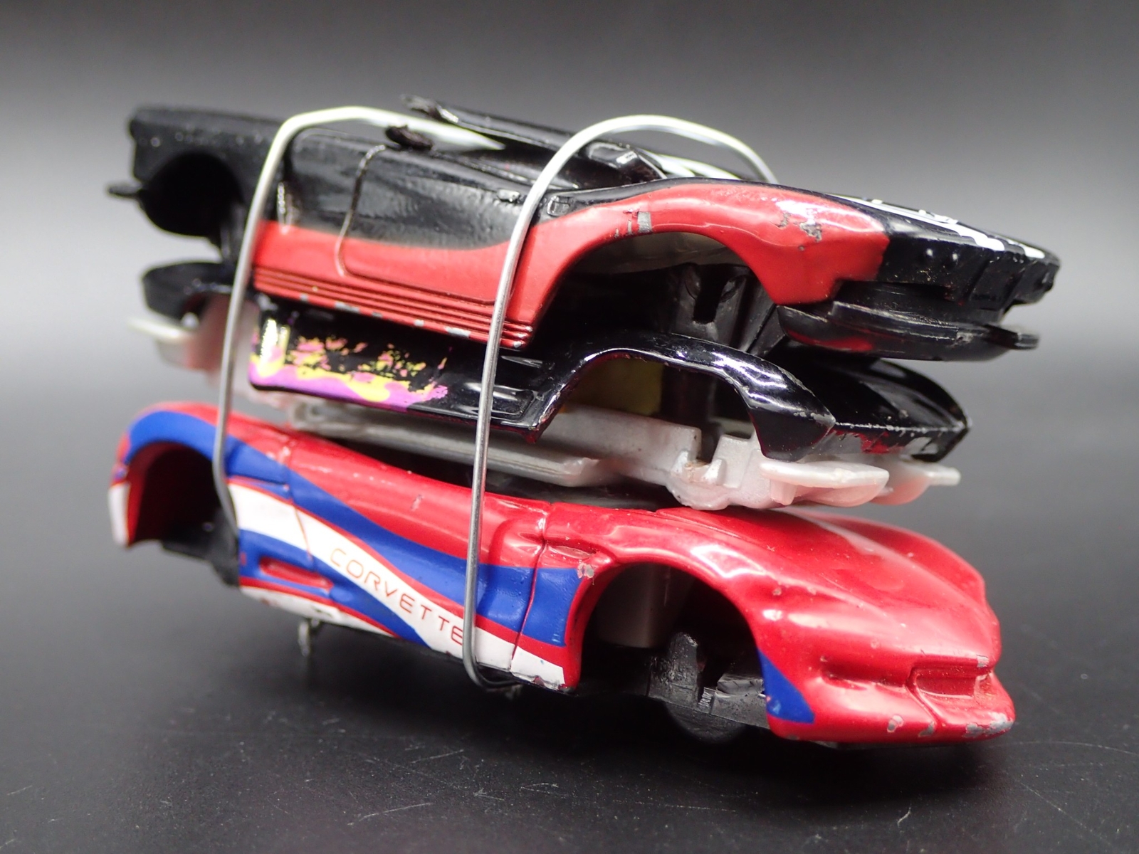 CHEVY CORVETTE CARS CRUSHED ON A FLATBED TRAILER 1:64 SCALE DIECAST ...
