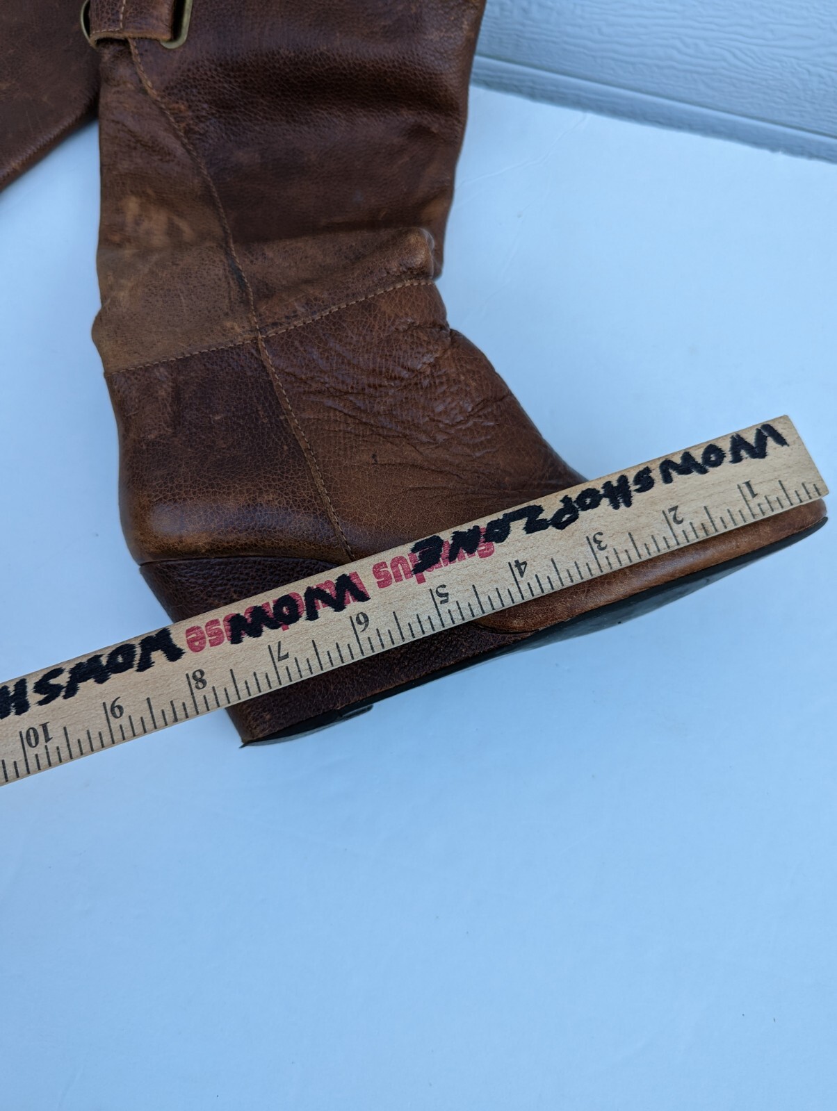 Steve Madden Iden Pebble Leather Rockabilly Wedge Knee Boots Brown ...