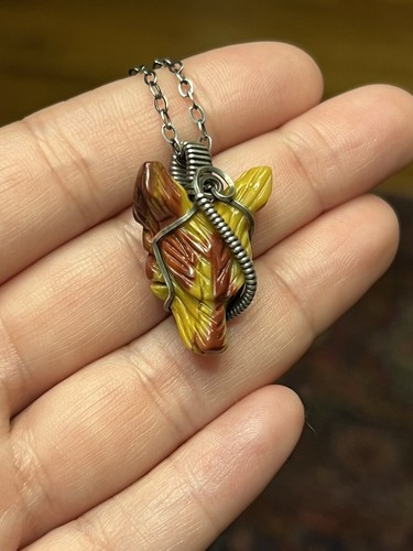 Mookaite Wolf In Antiqued Silver Wire Wrapped Necklace | eBay