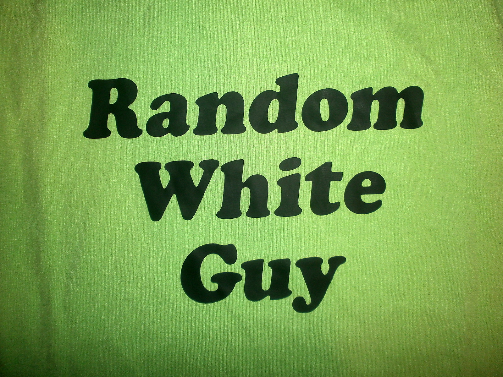 RANDOM WHITE GUY T SHIRT Neon Lime Green DayGlo Caucasian Token Honky ...