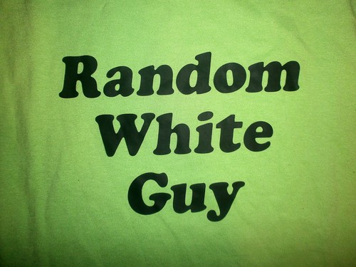 RANDOM WHITE GUY T SHIRT Neon Lime Green DayGlo Caucasian Token Honky ...