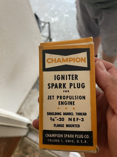 Champion FS-27 "Ignitor for Jet Engine Propulsion"; Spark Plug--N.O.S ...