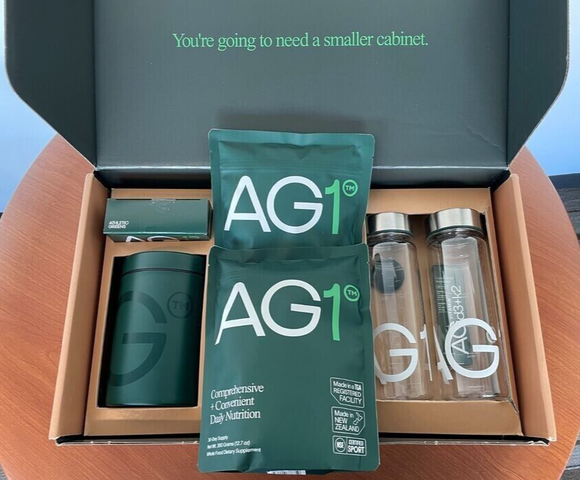 AG1 Athletic Greens Brand New Complete Kit (2) AG1 Pouch (5) AG1 Travel ...