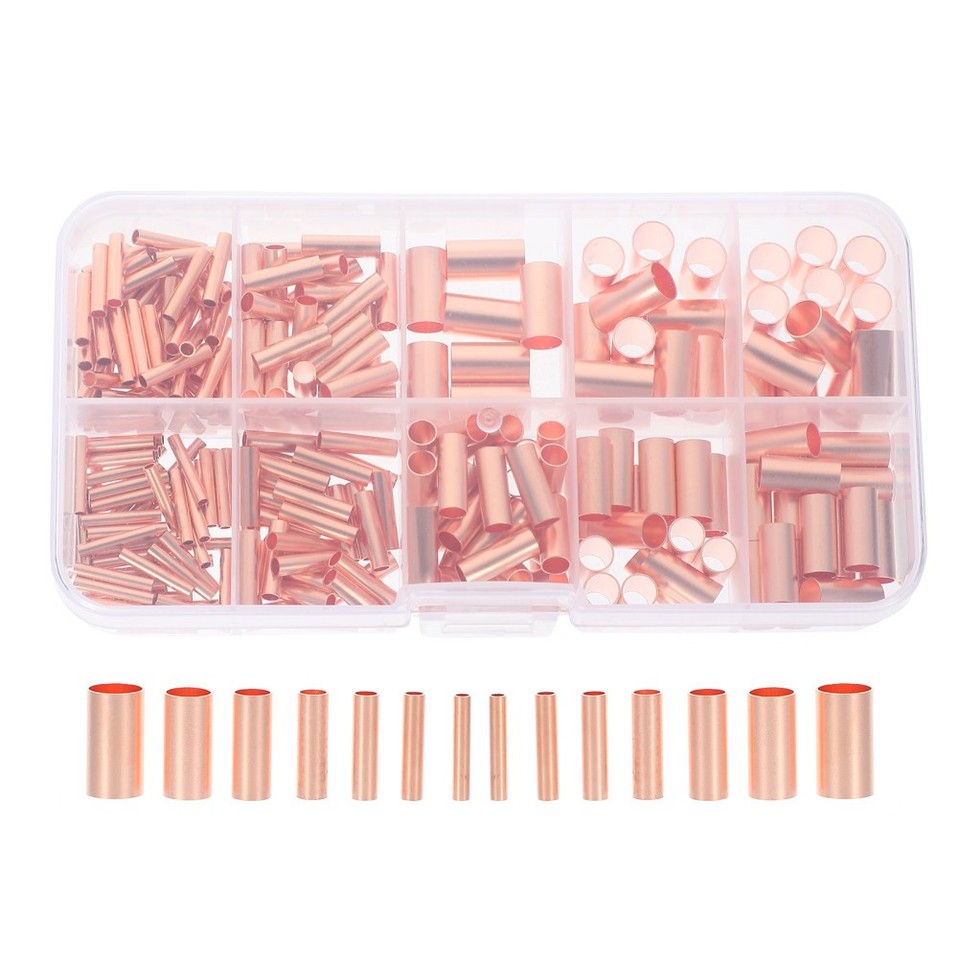 250 Pcs Wire Connection Copper Tubes Connectors Compact Conductor ...