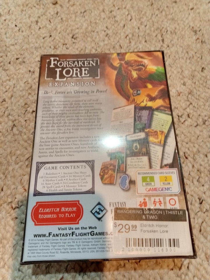 Eldritch Horror: Forsaken Lore Expansion Fantasy Flight Games BRAND NEW ...