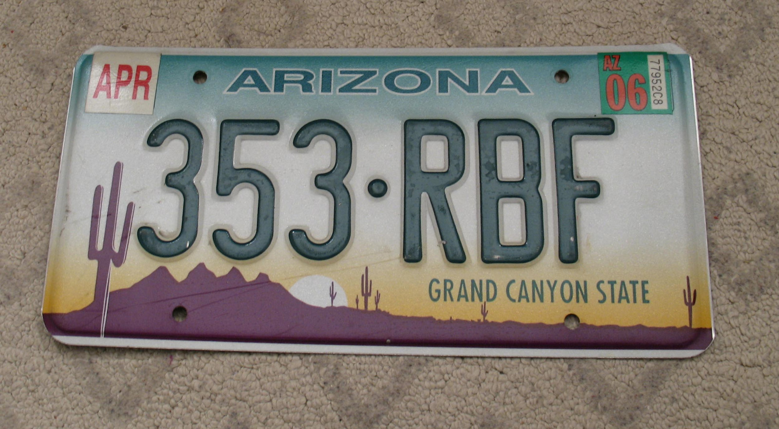 23 - ARIZONA EMBOSSED GRAPHIC BASE LICENSE PLATE 353-RBF | eBay