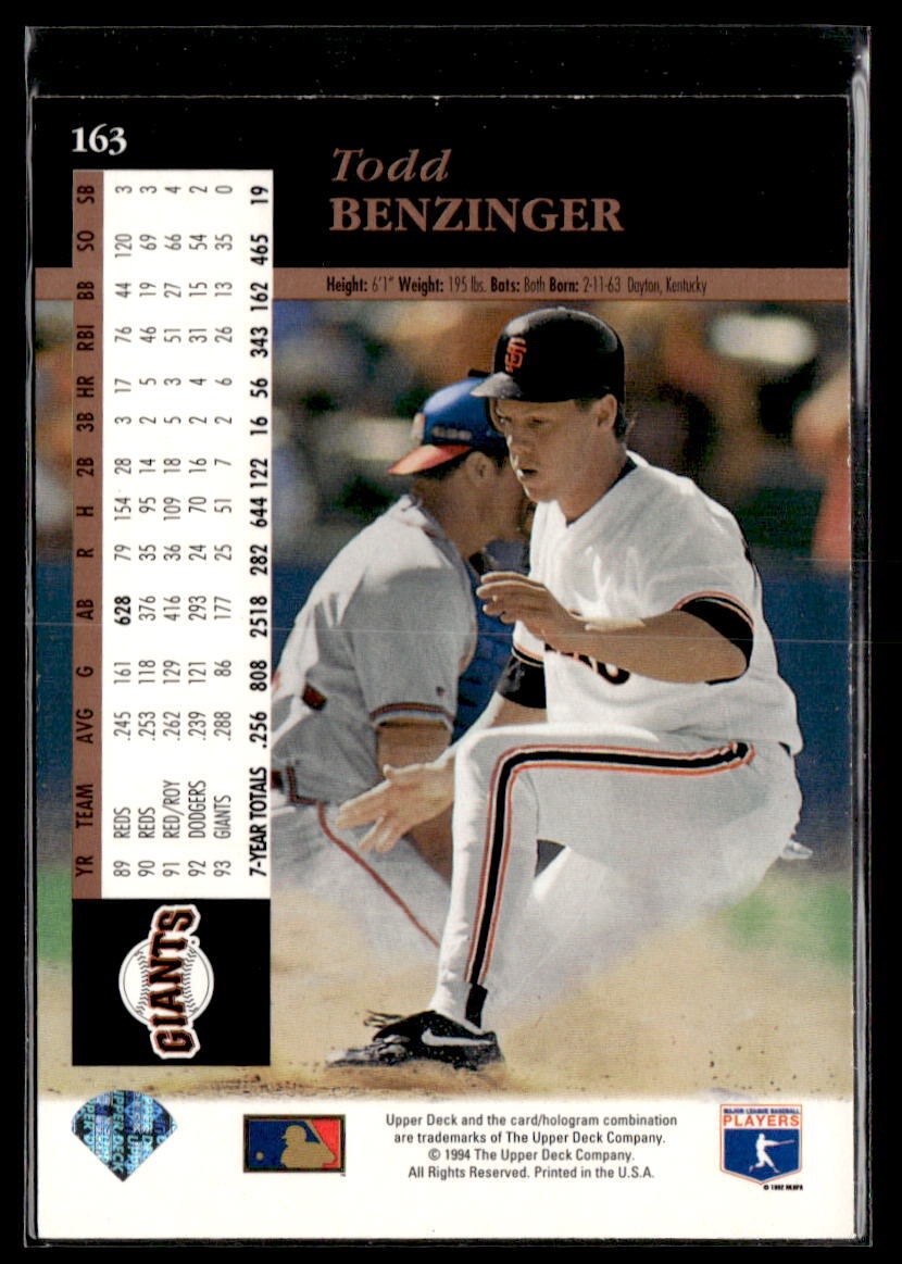 1994+Upper+Deck+-+Electric+Diamond+%23163+Todd+Benzinger for sale ...