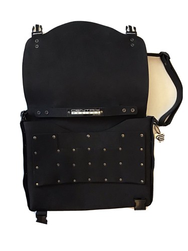 Centrix Designs 13x16 Riveted Black Messenger Bag Laptop Shoulder $100 ...