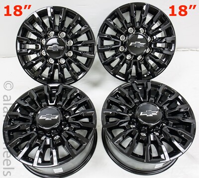 4 New 18” Chevy Silverado 2500 3500 HD Factory OEM Gloss Black 8 Lug ...