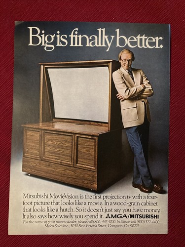 MGA Mitsubishi MovieVision Projection TV 1980 Print Ad - Great to frame ...