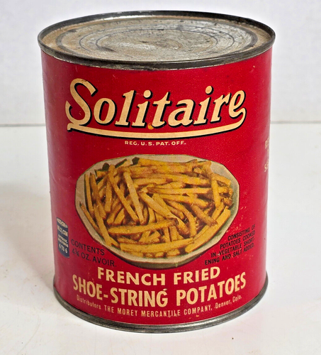 Vintage 1940's Solitaire French Fried Shoe String Potatoes Can Morey ...