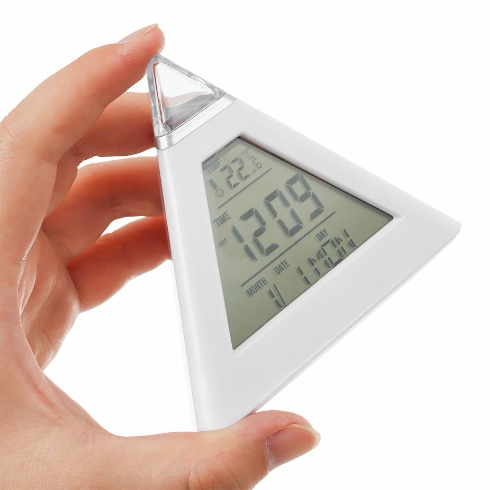 Digital Pyramid Bedside Clocks Thermometer Meter Number Clock Alarm ...