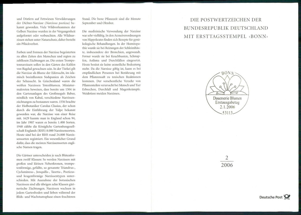 GERMAN POST FOLDER 2006/02 FLORA FLOWERS DAFFODIL | eBay